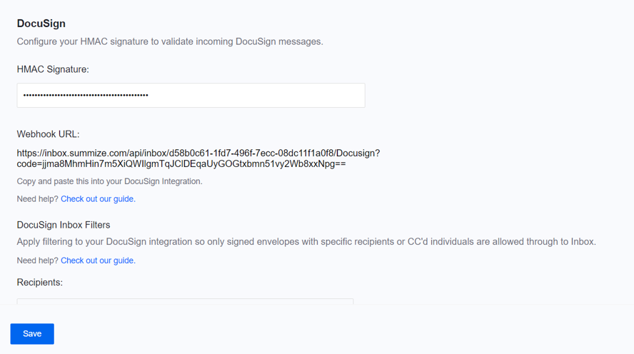Integrating your Summize Inbox with Docusign