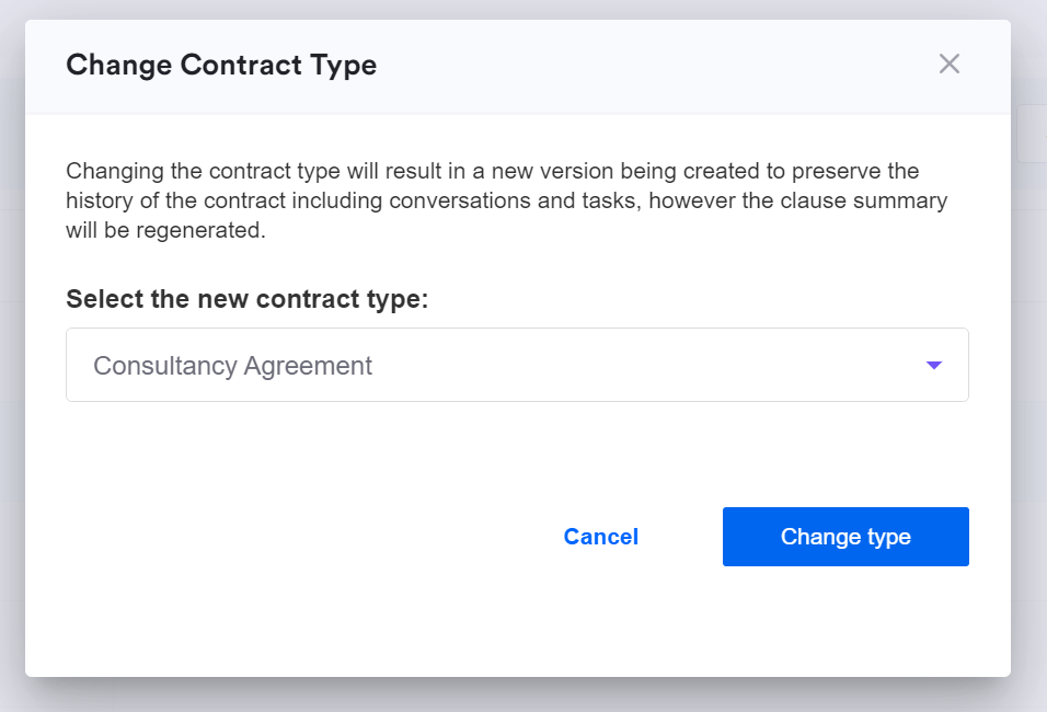 How to change contract types