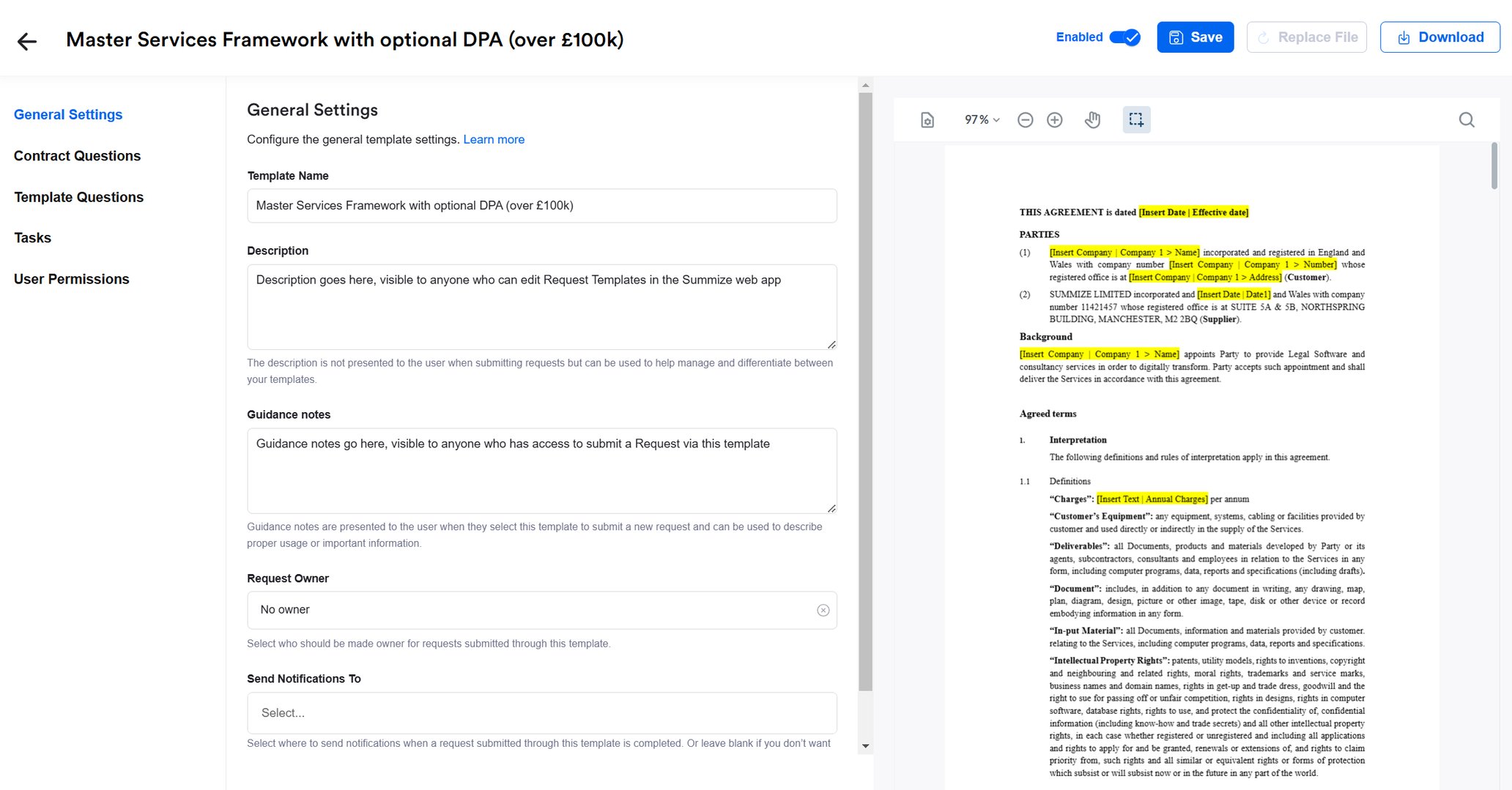 Setting up Create Templates