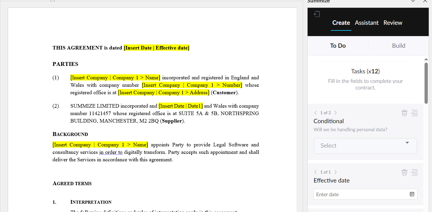 How to use Create in the Word Add-in