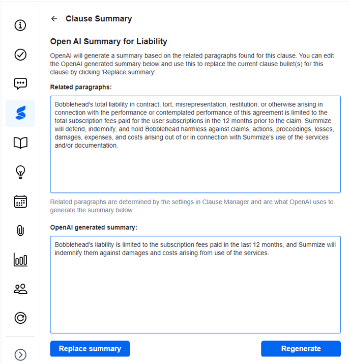 Clause Summary for Review Requests